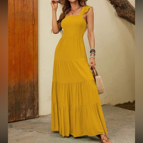 Accessories | Bobo Ruffle Hem Backless Maxi Dress | Poshmark